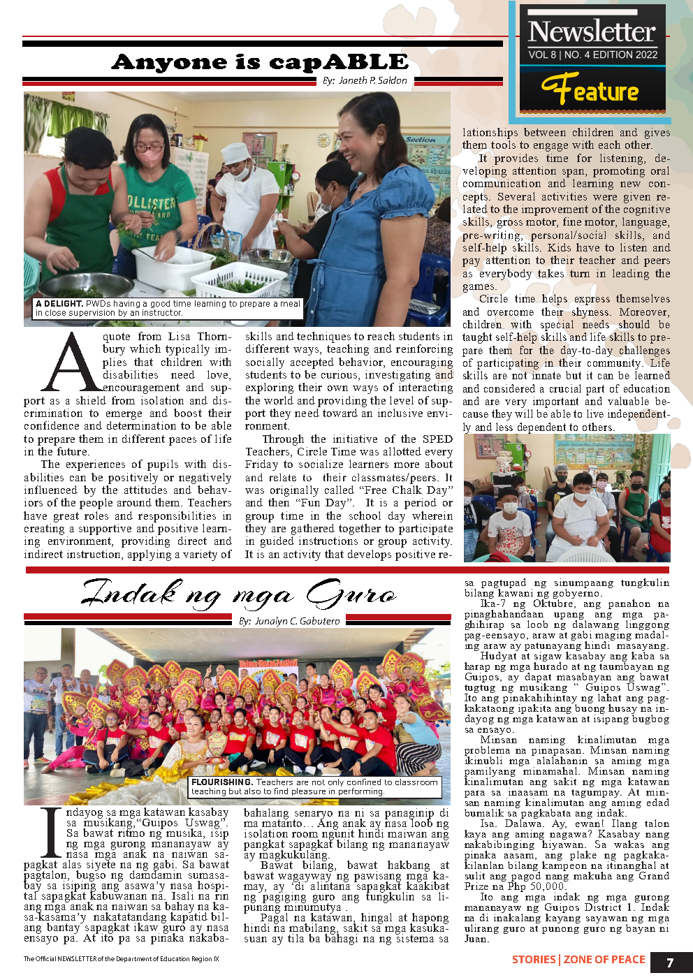 ZONE OF PEACE (ZAMBOANGA PENINSULA) - Newsletter Vol 8 | No 4 | Edition ...